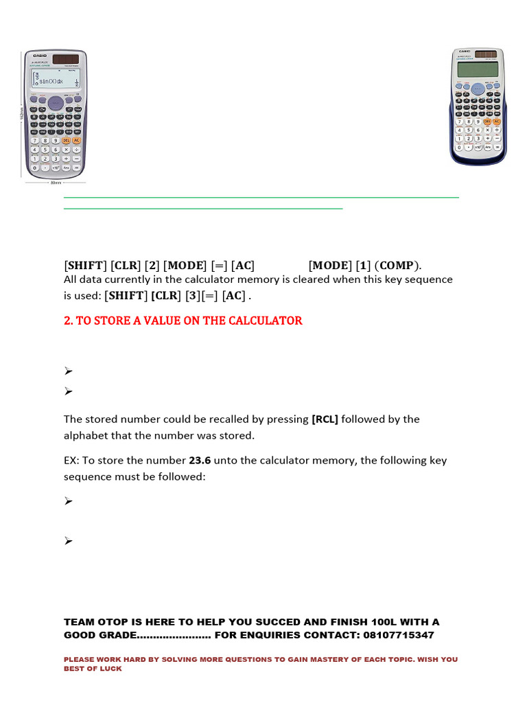 Simplified Basic Casio FX Calculator Functions and Tricks by Team Otop ...