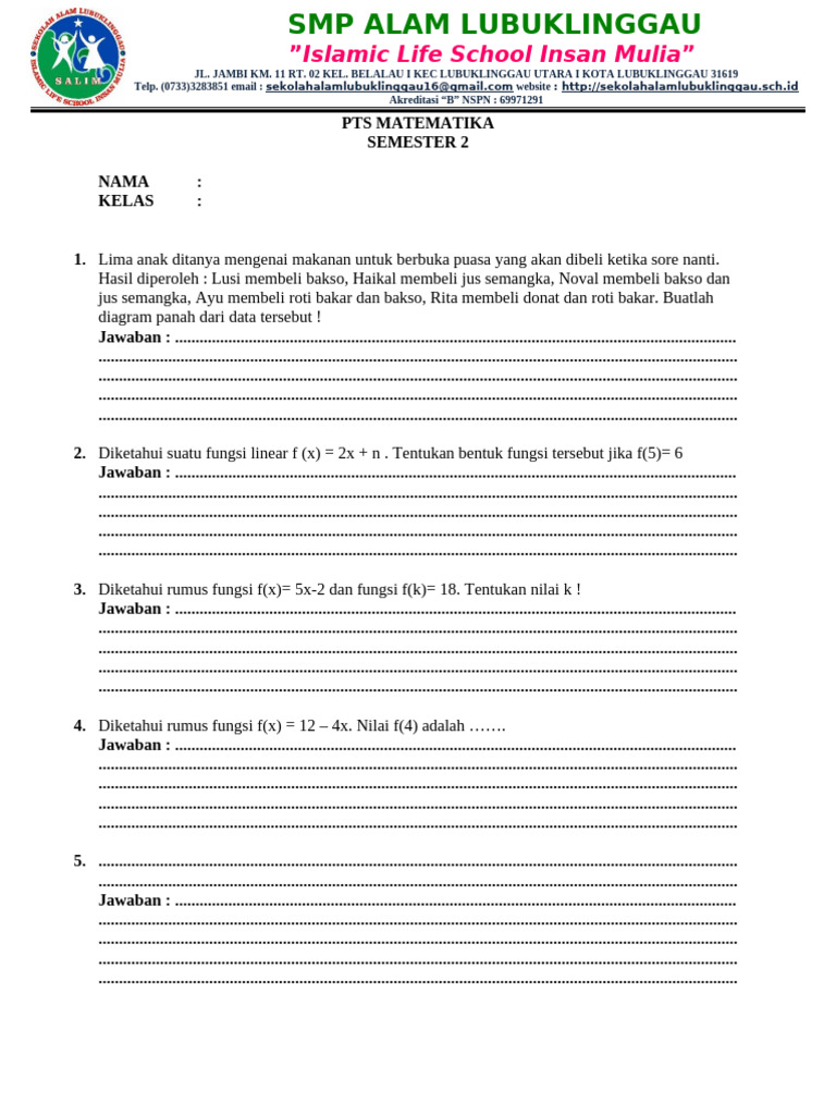 UTS MTK Aunty Nur | PDF