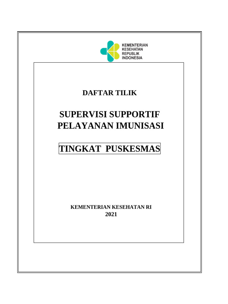 Daftar Tilik Imunisasi Puskesmas - Faskes Swasta | PDF