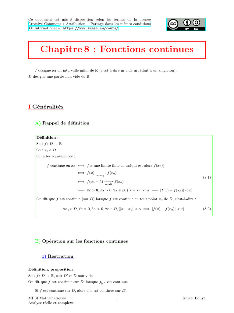 Fonctions Continues | PDF