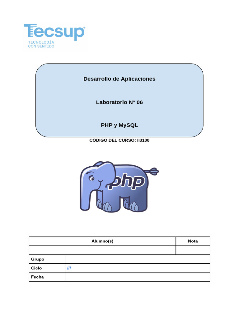Laboratorio 06 - PHP y MySQL | PDF