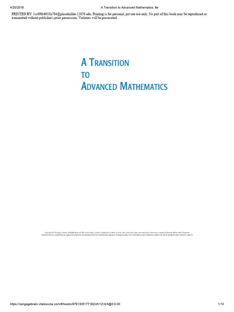 A Transition To Advanced Mathematics | PDF