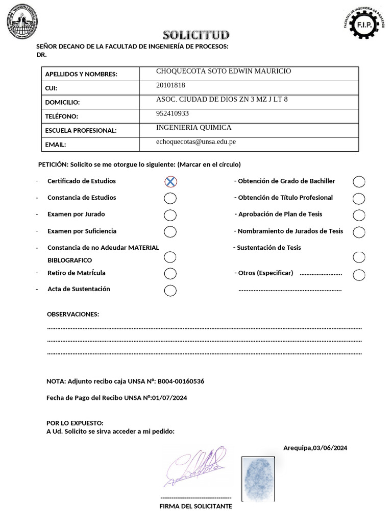 Solicitud General | PDF