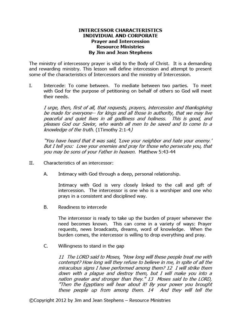 Intercessor Characteristics | PDF