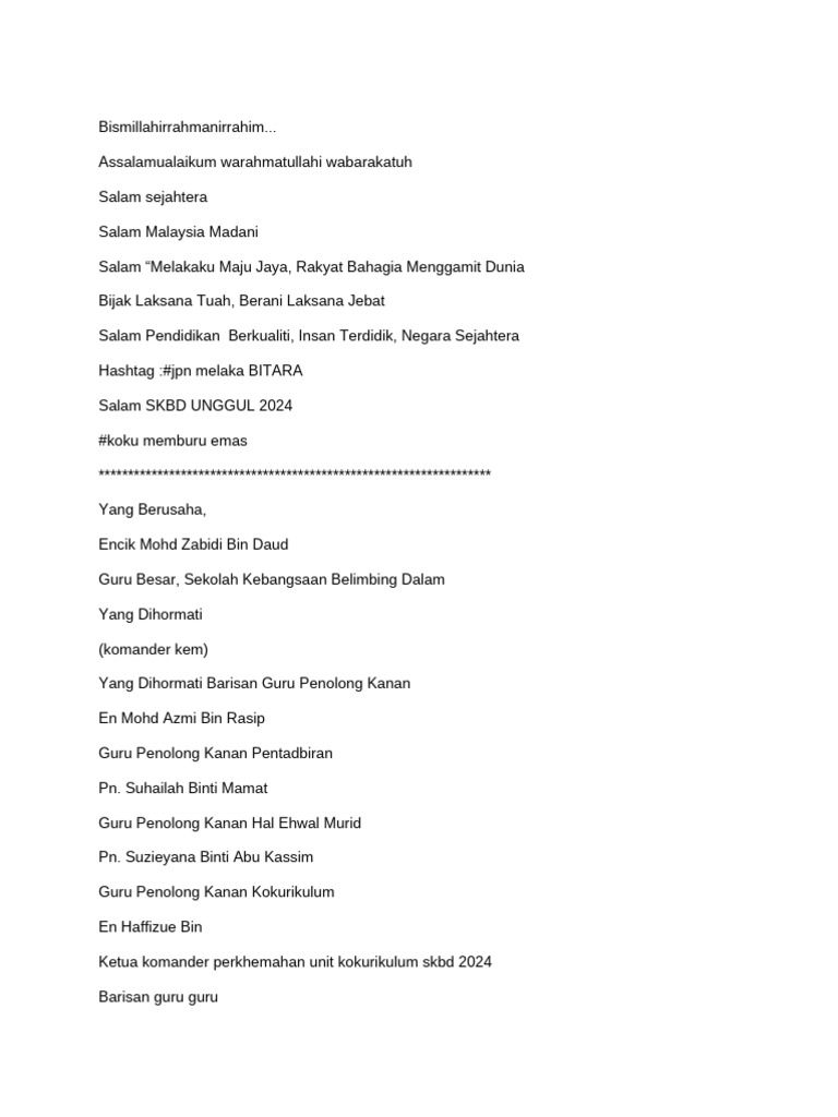 Teks Penutup Perkhemahan SKBD 2024 | PDF