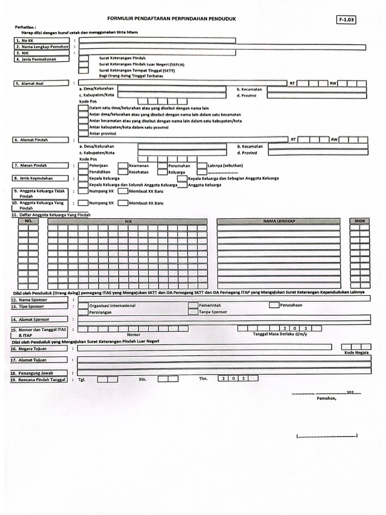 Form Surat Pindah | PDF