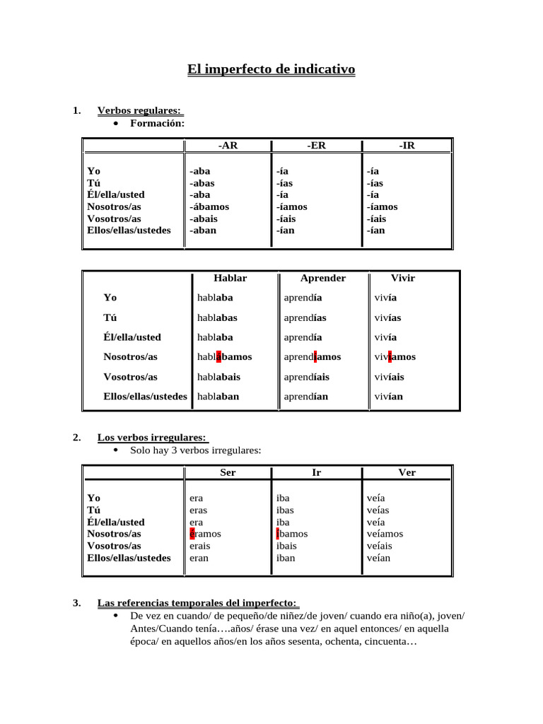 P Imperfecto de Indicativo 2 | PDF