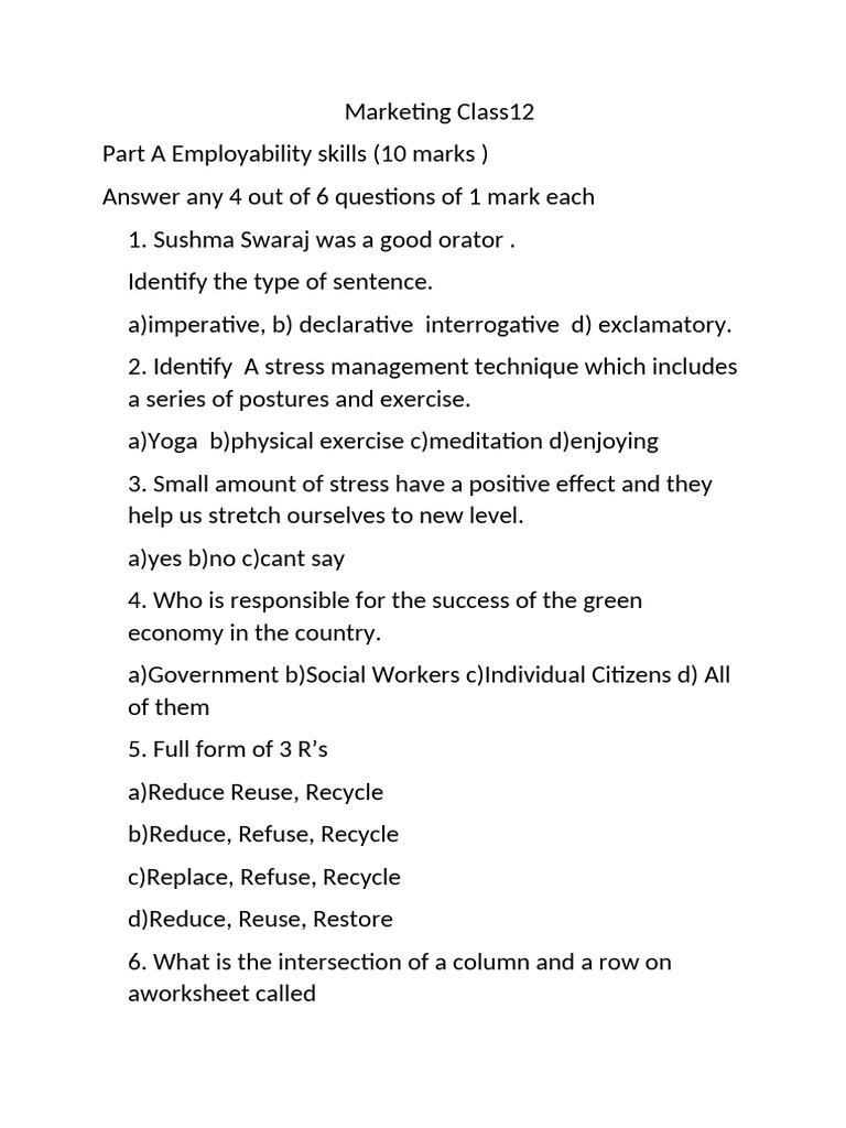 Marketing Class12 2021 | PDF | Pricing | Career & Growth