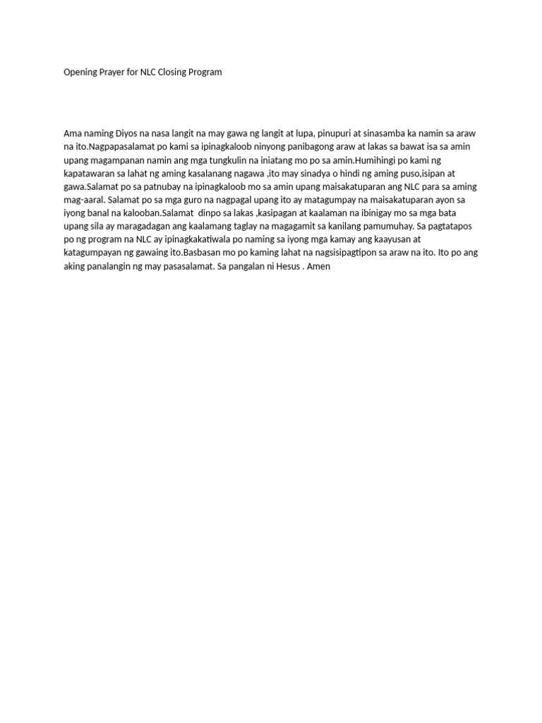 Closing Prayer For NLC | PDF