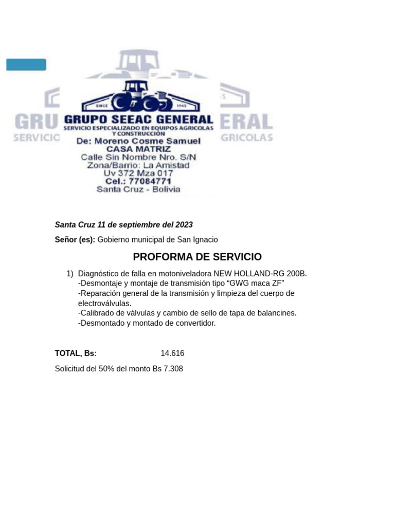 Proforma de Servicio | PDF