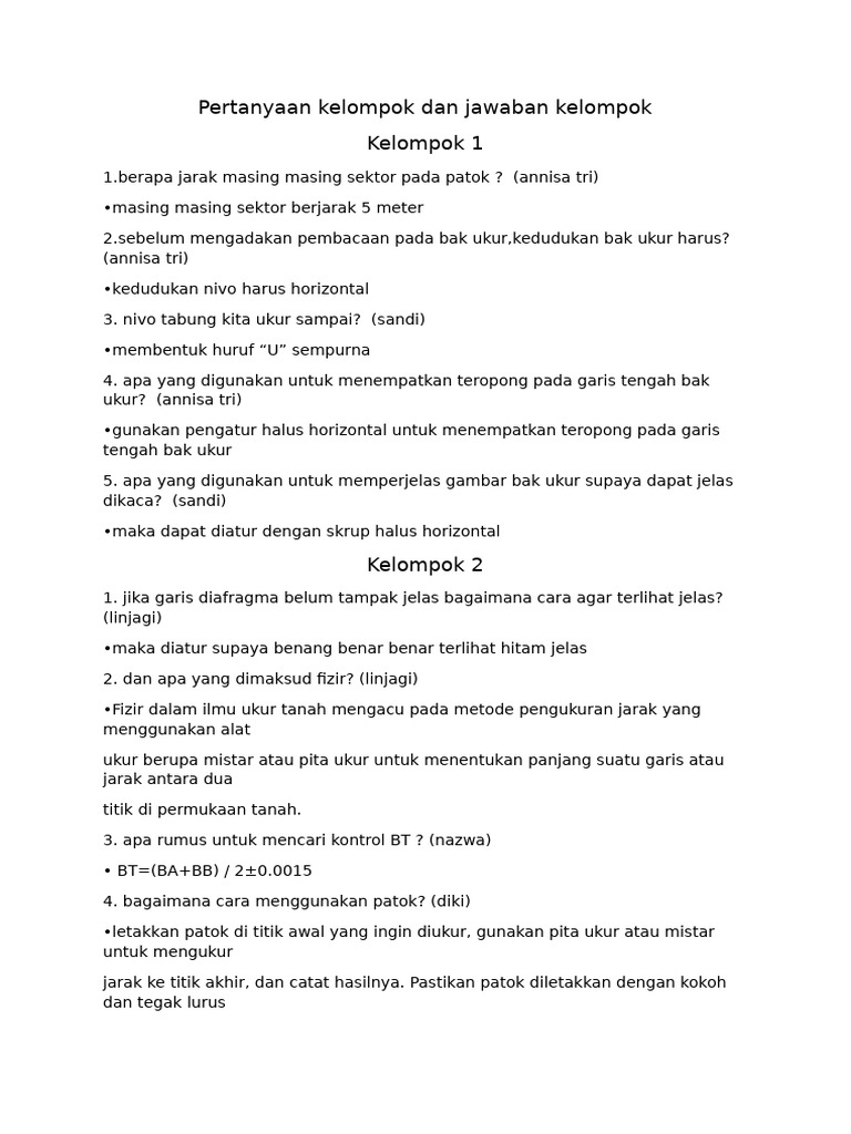 Pertanyaan Kelompok Dan Jawaban Kelompok Kelompok 1 | PDF