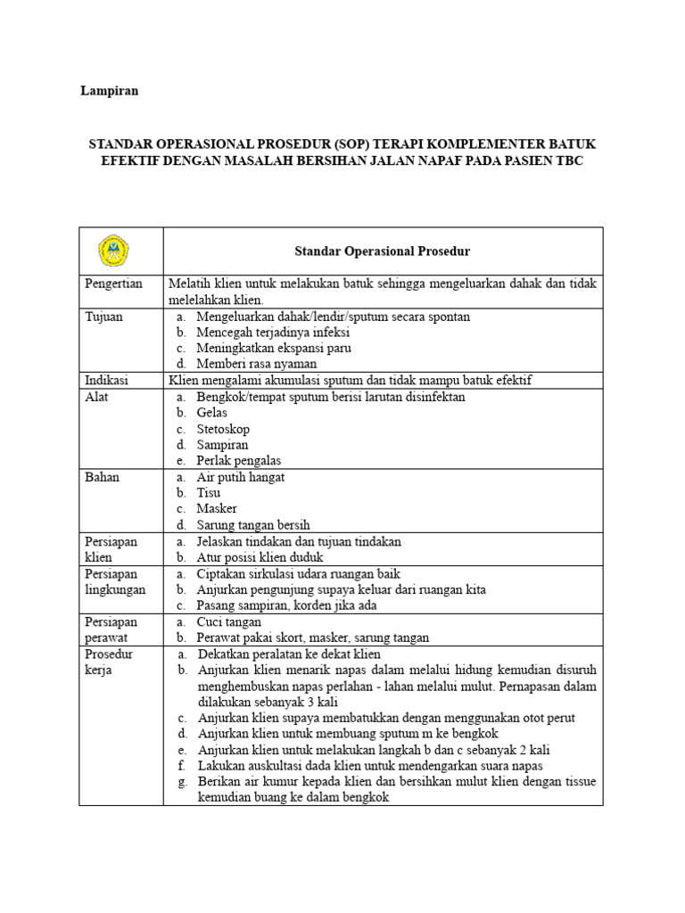 Sop Batuk Efektif | PDF