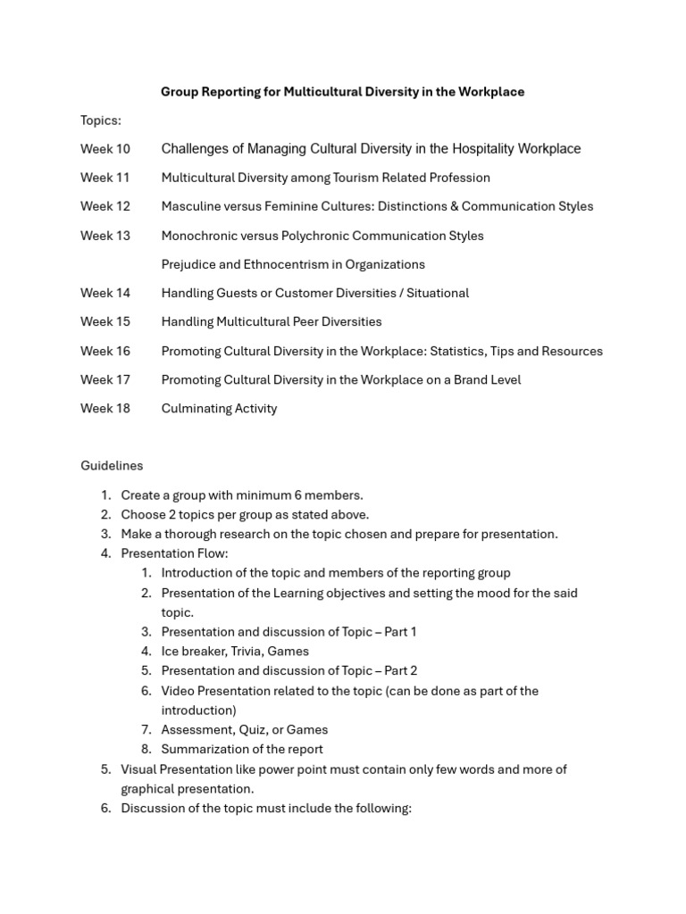 Group Reporting For Multicultural Diversity in The Workplace | PDF