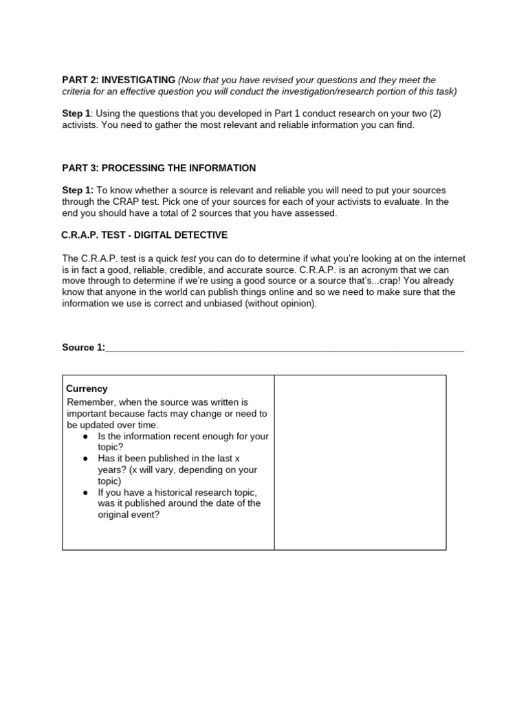Research and Inquiry Task Continued | PDF