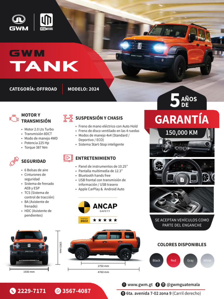 Ficha Tecnica TANK300 | PDF | Tracción en las cuatro ruedas | Tecnologías automotrices