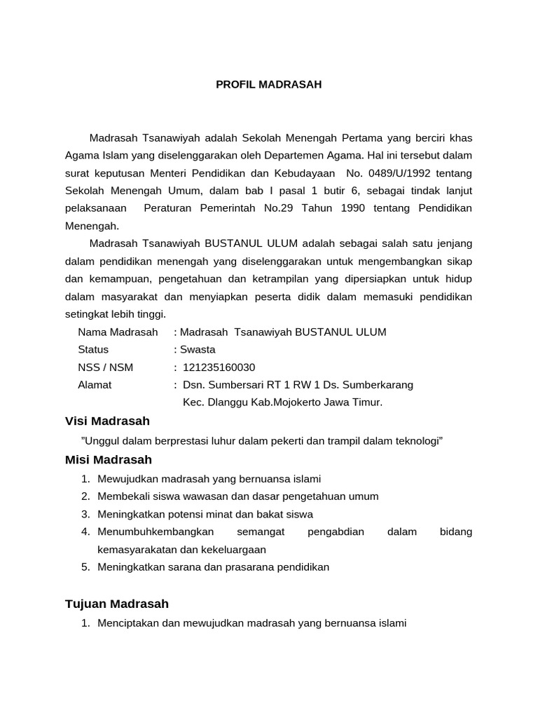 Profil Madrasah | PDF