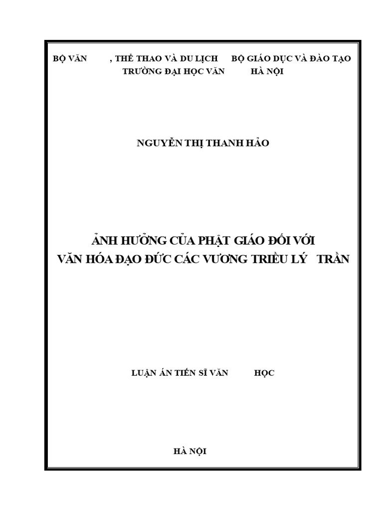 Anh Huong Cua Phat Giao Doi Voi Van Hoa Dao Duc Cac Vuong Trieu Ly Tran | PDF