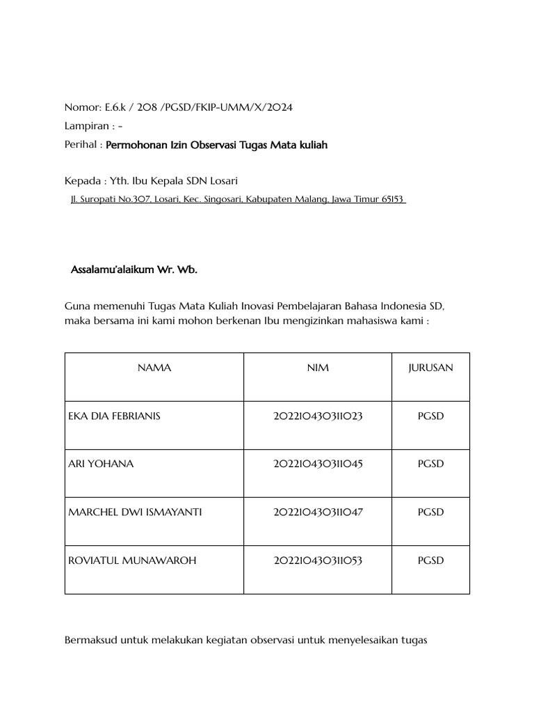 Surat Observasi - Docx - 20241004 - 072357 - 0000 | PDF