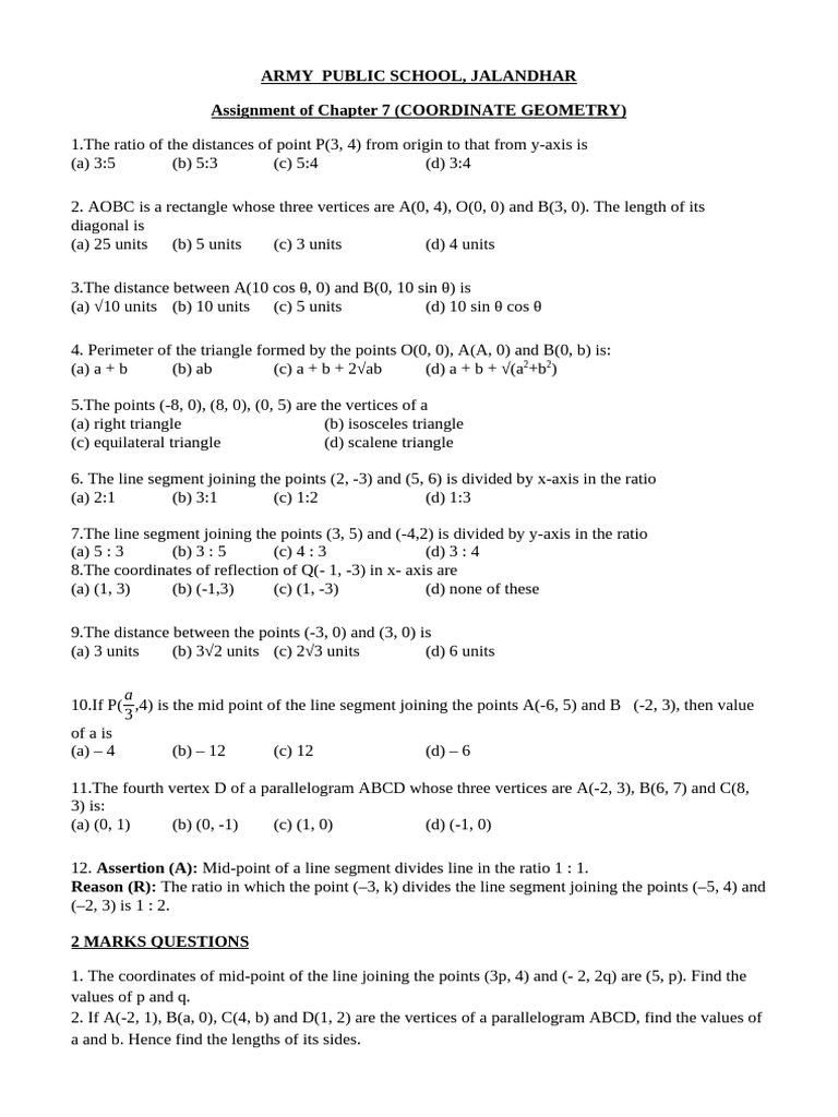 2024 - 25 Assignment of CH 7 Class X | PDF