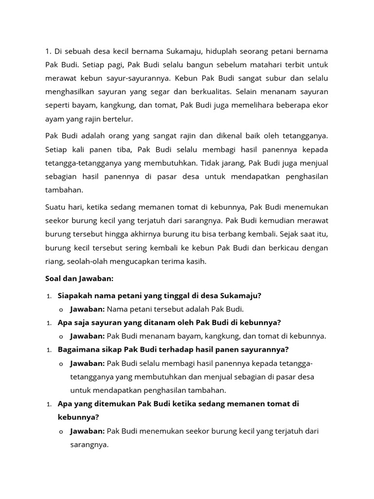 Tentu, Berikut Adalah Contoh Teks Bacaan Beserta Lima Soal Dan ...