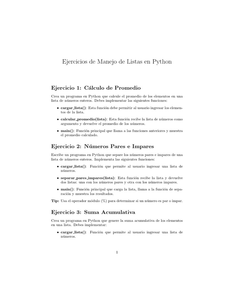 Ejercicios Python Listas | PDF