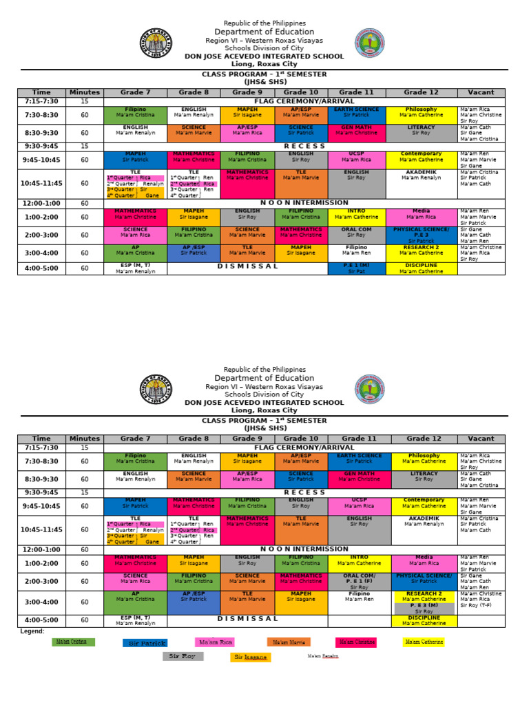General Class Program - 1st Semester | PDF