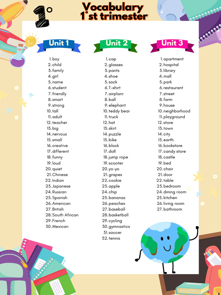 Vocabulary 1° | PDF