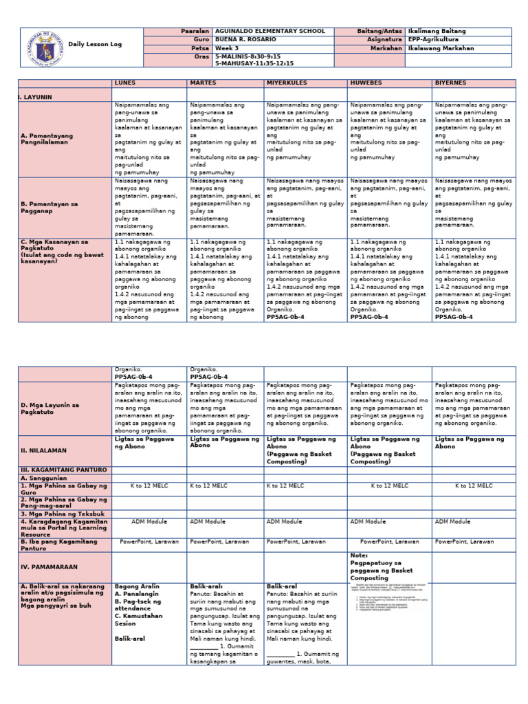 DLL WEEK 3 EPP | PDF