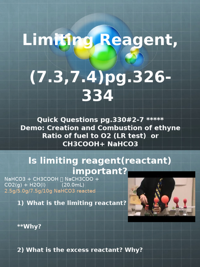 Understanding Limiting Reagents in Reactions | PDF | Physical Sciences ...