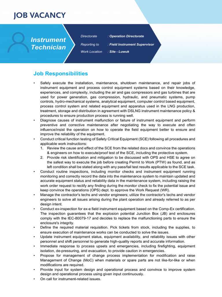 FA - Job Vacancy 2023 - Instrument Technician - ENG | PDF