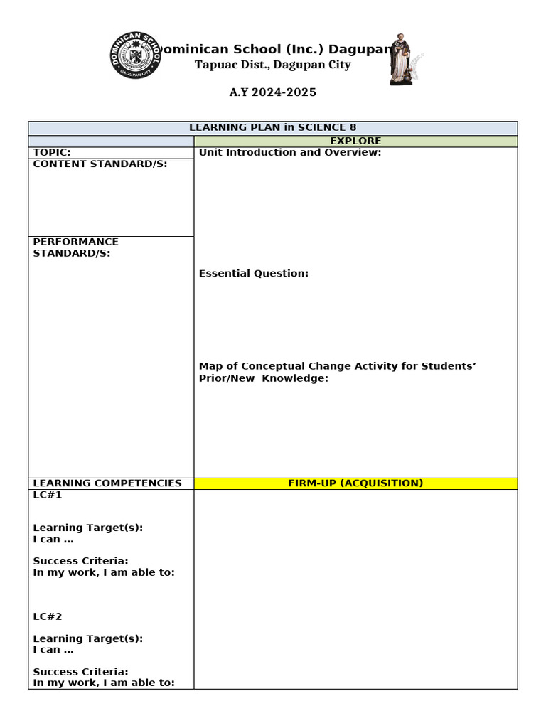Science 8 Learning Plan A.Y 2024-2025 | PDF | Career & Growth | Business