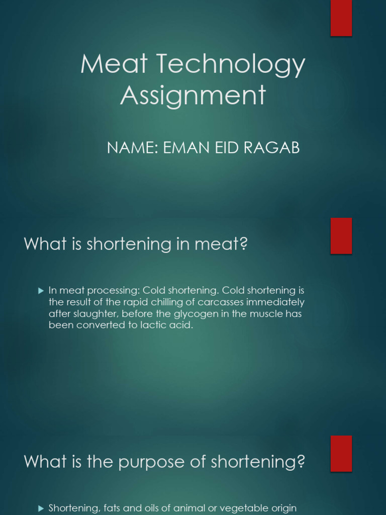 Meat Tech Assignment 1 | PDF