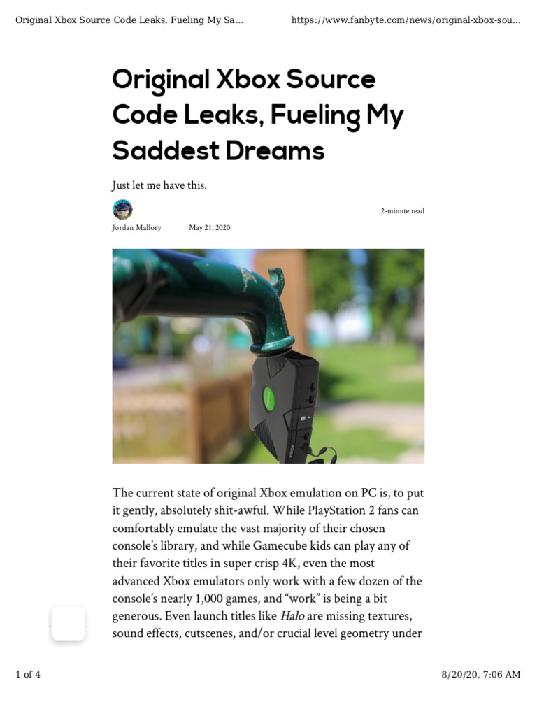 Original Xbox Source Code Leaks, Fueling My Saddest Dreams | PDF