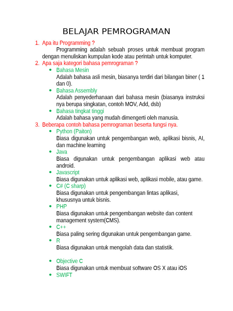 Belajar Pemrograman | PDF