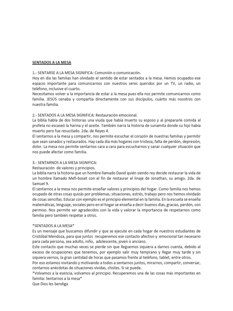 SENTADOS A LA MESA | PDF