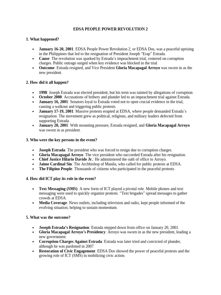 EDSA PEOPLE POWER REVOLUTION 2 | PDF