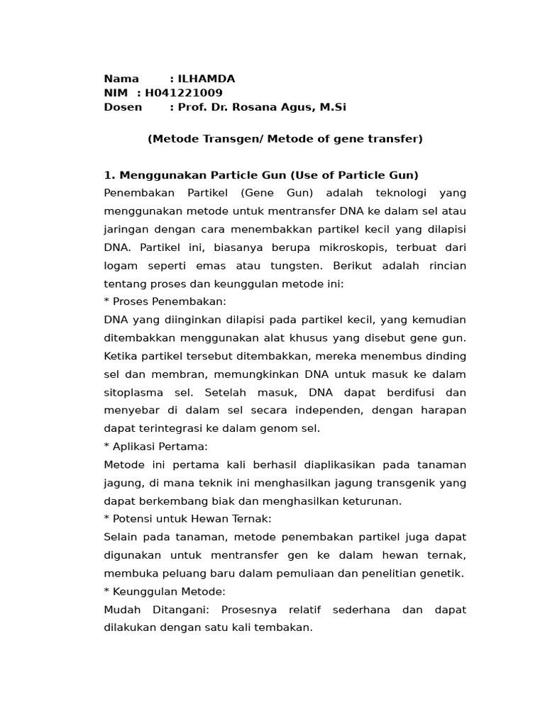 Ilhamda - H041221009 Transfer Gen | PDF | Retrovirus | Molecular Genetics