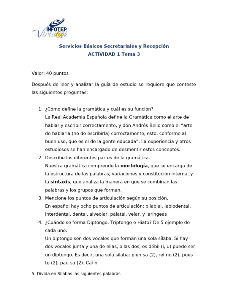 Actividad 1 Modulo 3 | PDF | Sílaba | Vocal