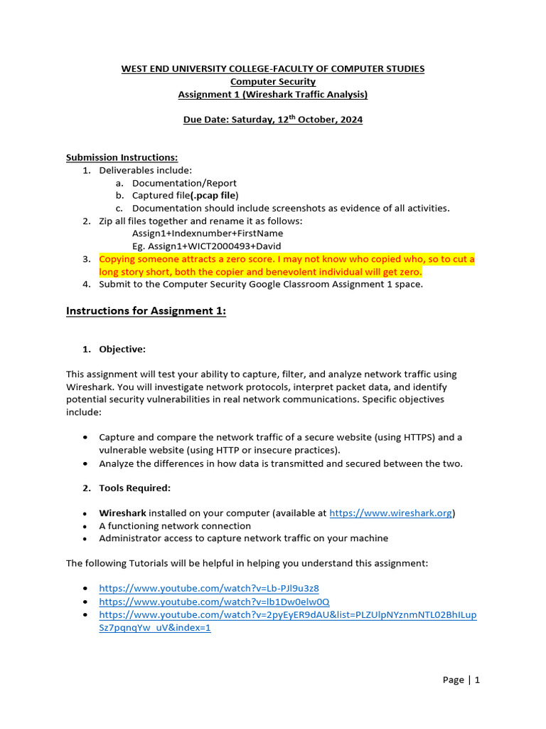 computer security assignment 1 | PDF