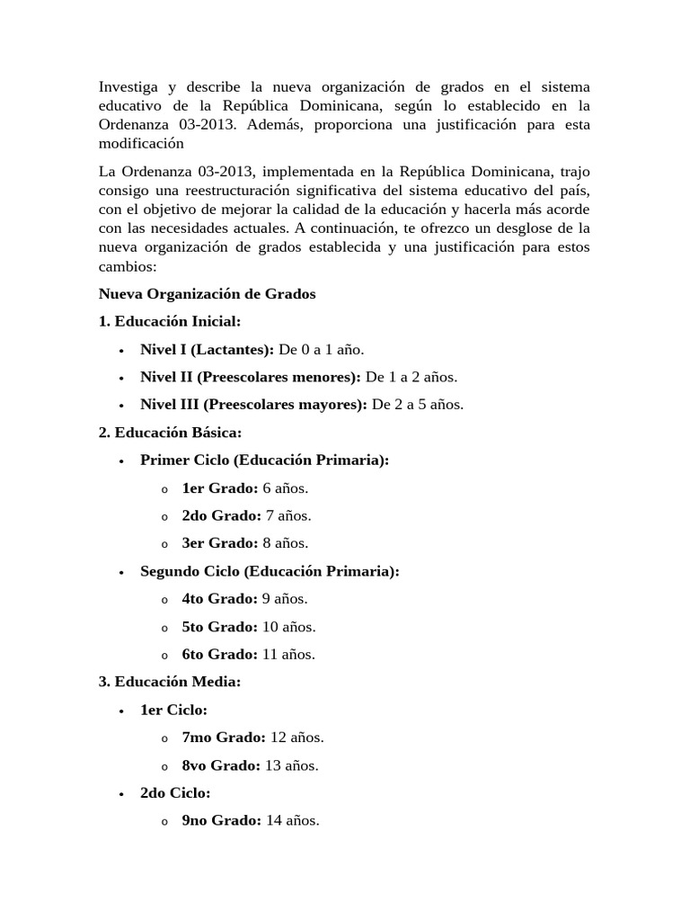 Nueva Organización de Grados Educativos | PDF | Educación primaria ...