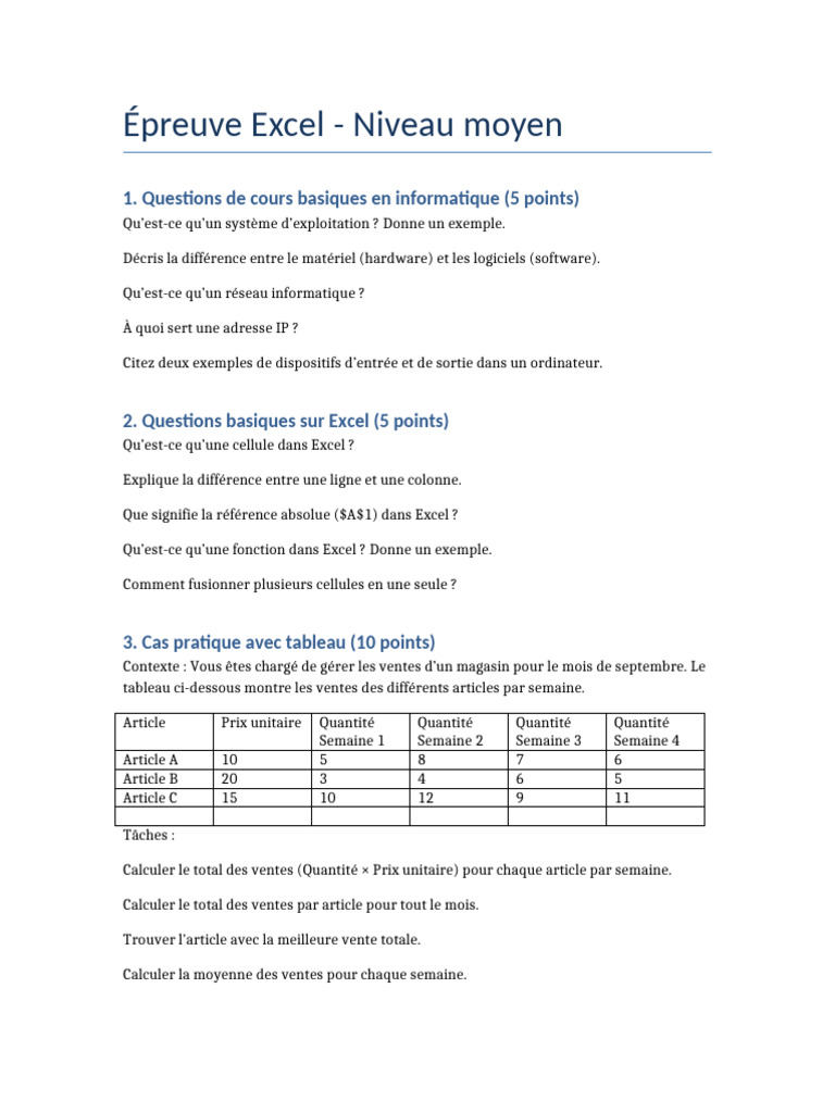 Examen Excel | PDF