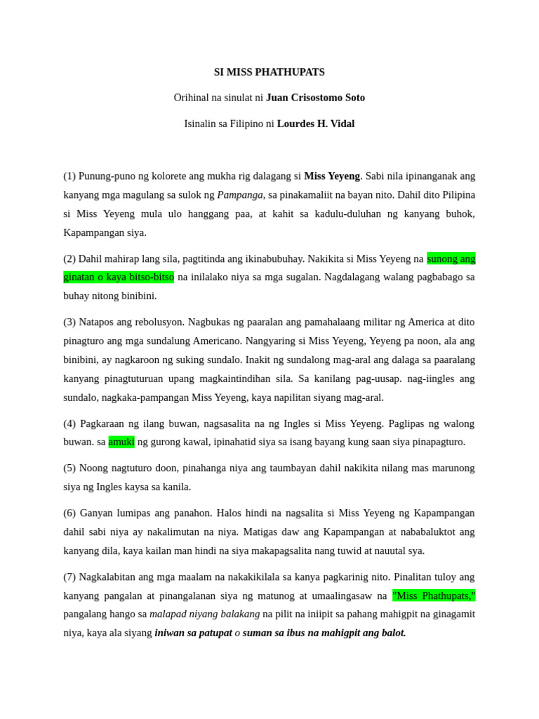 Miss Phathupats: Isang Kuwento ng Wika | PDF | Languages Of Southeast ...