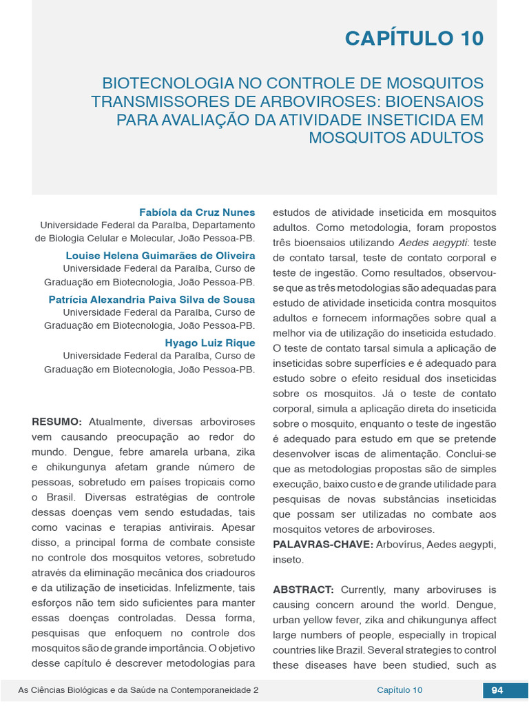 Bioensaios Atividade Inseticida Cap 10 | PDF