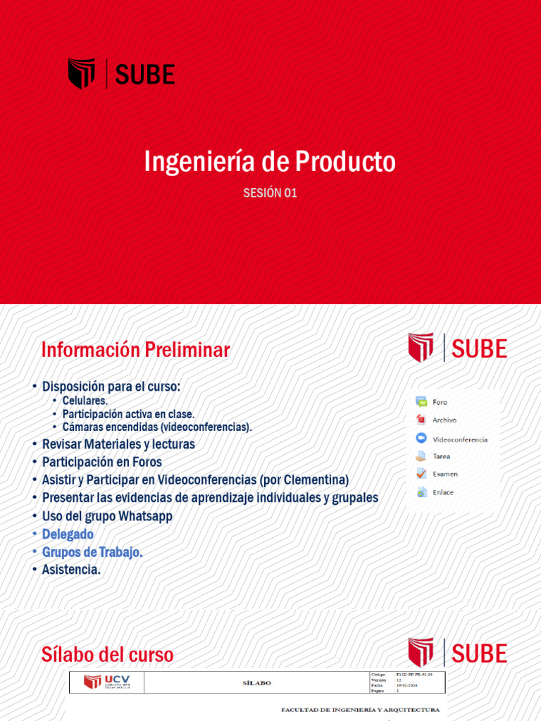 Sesion 01 - Inicial - Ing Del Producto - SUBE - Plantilla | PDF