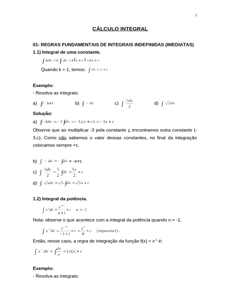 Lista de Exercícios de Integrais 2 | PDF