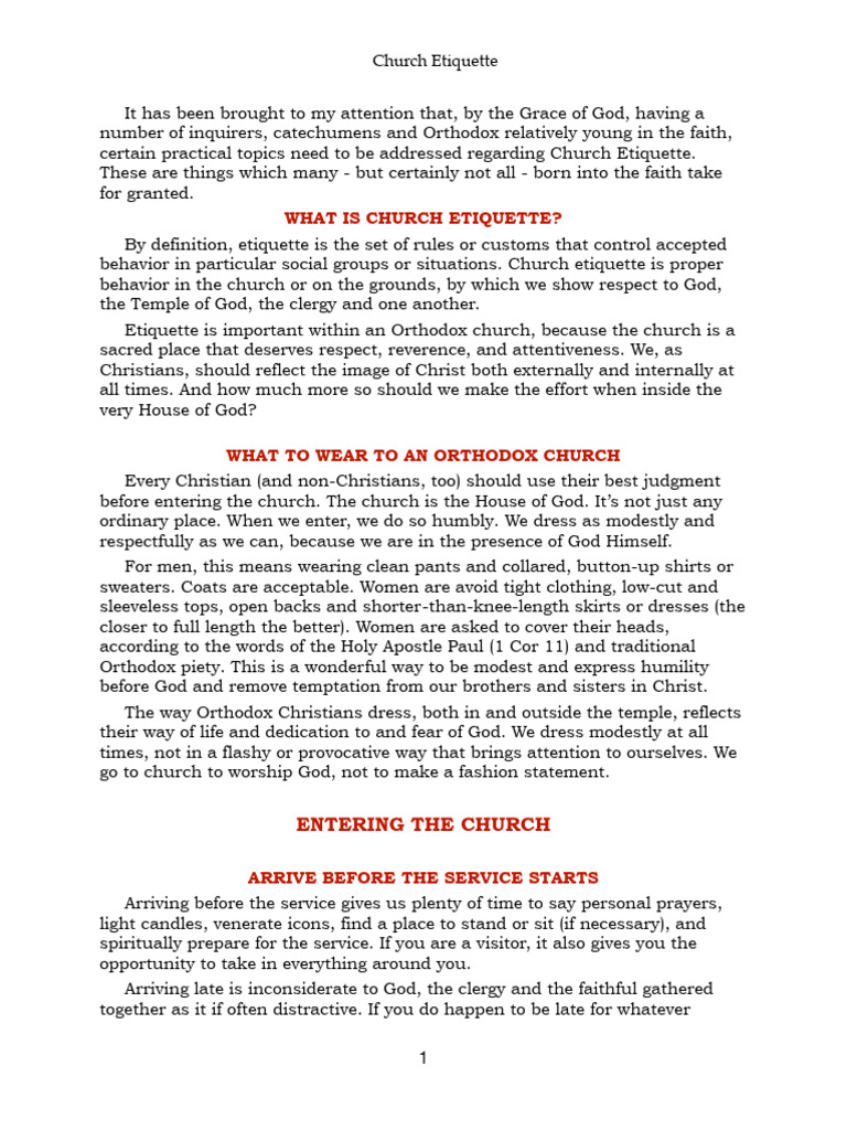 Church Etiquette | PDF