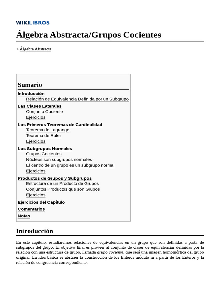 Álgebra Abstracta Grupos Cocientes | PDF