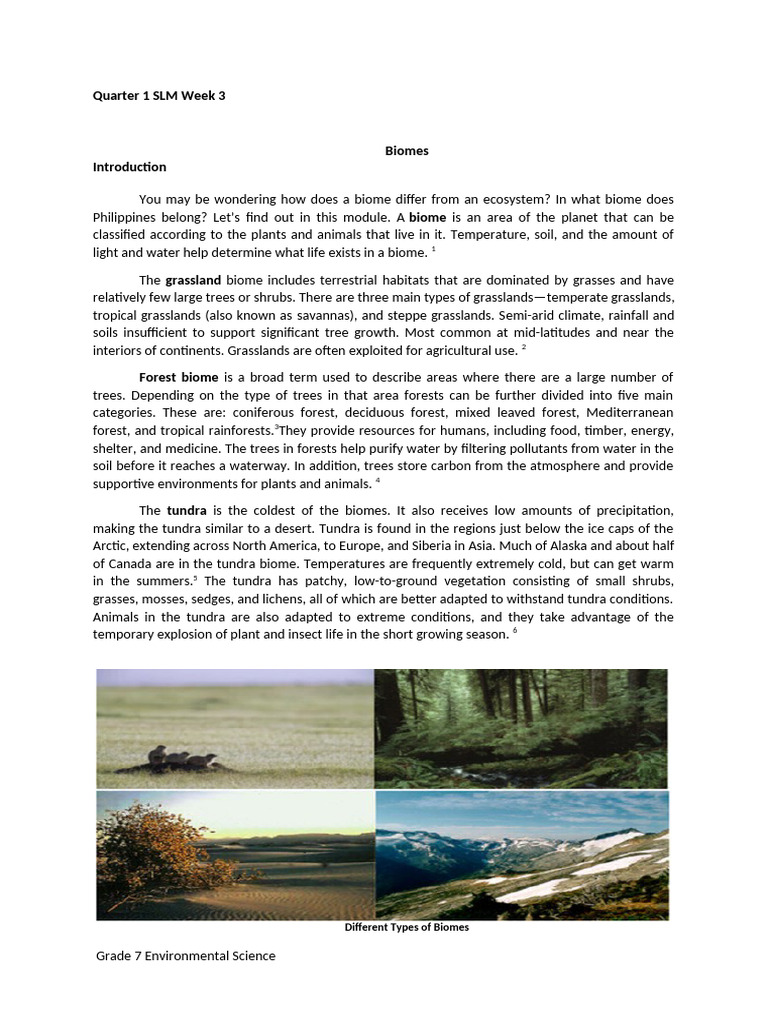 7 - Science Envi Sci - 1st Quarter - SLMWeek 3 | PDF | Grassland | Forests