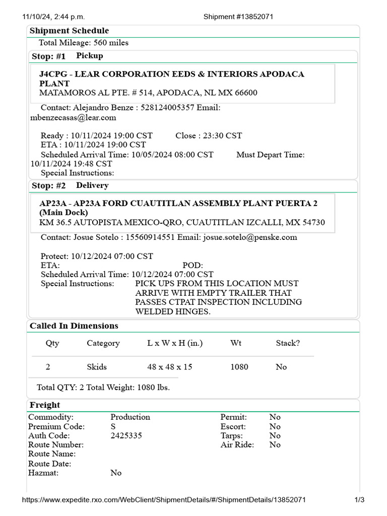 Shipment #13852071 | PDF
