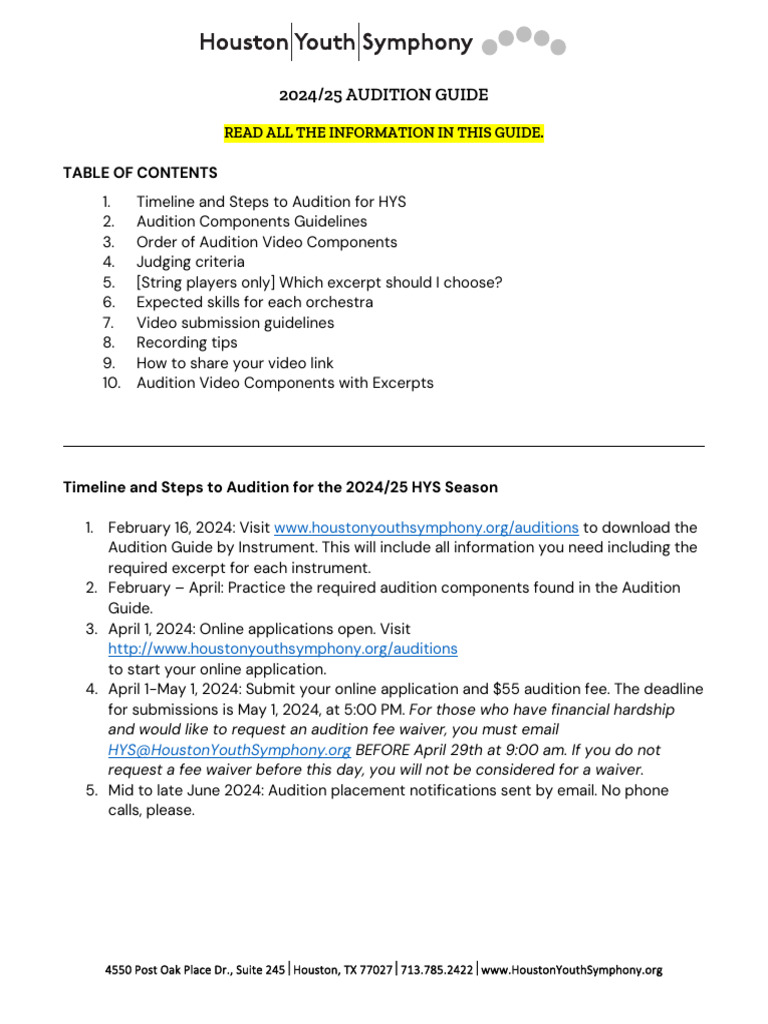 HYS Audition | PDF